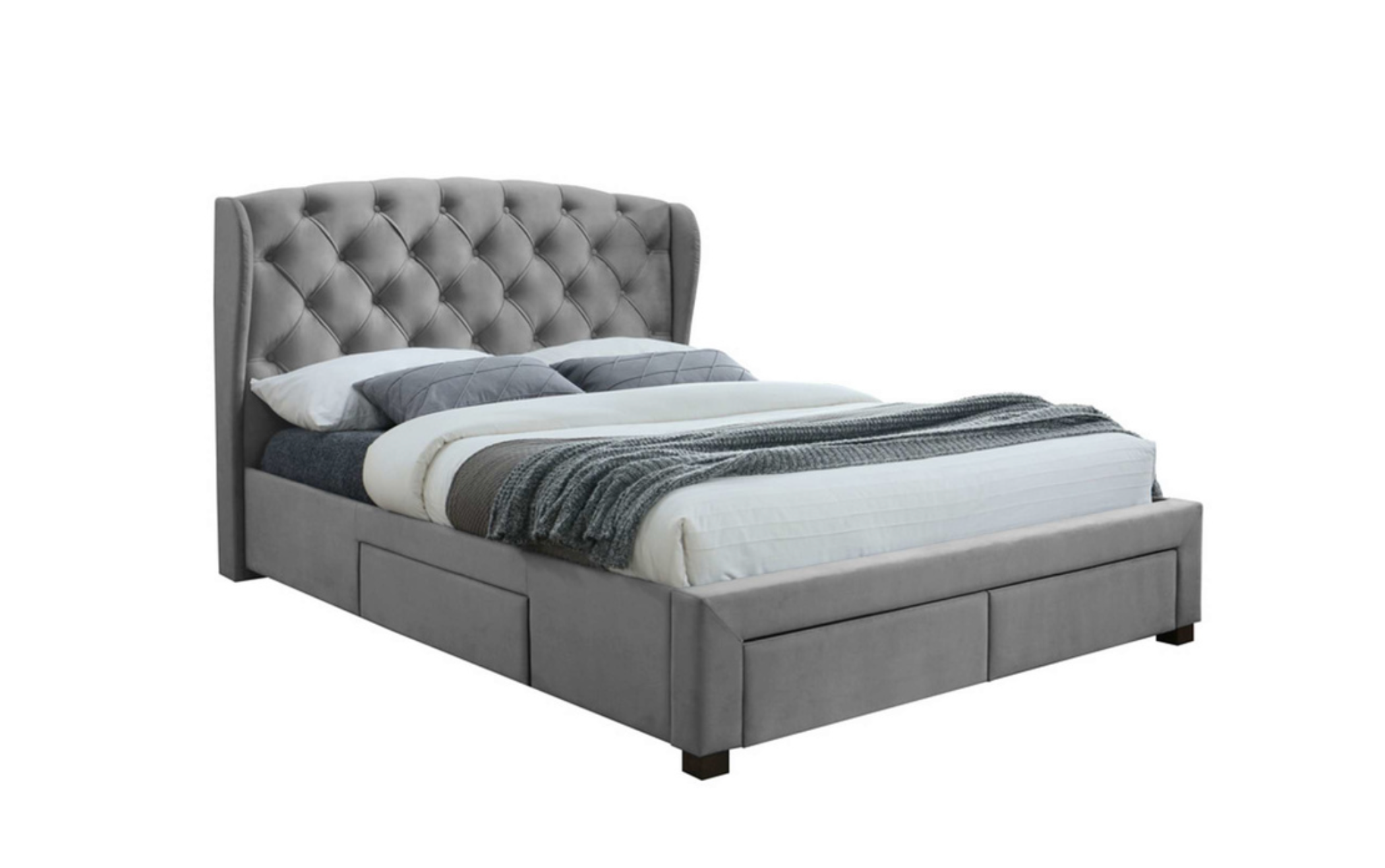 Hope 4 Drawer Grey Velvet Bed Frame — Glasgow Bed Centre