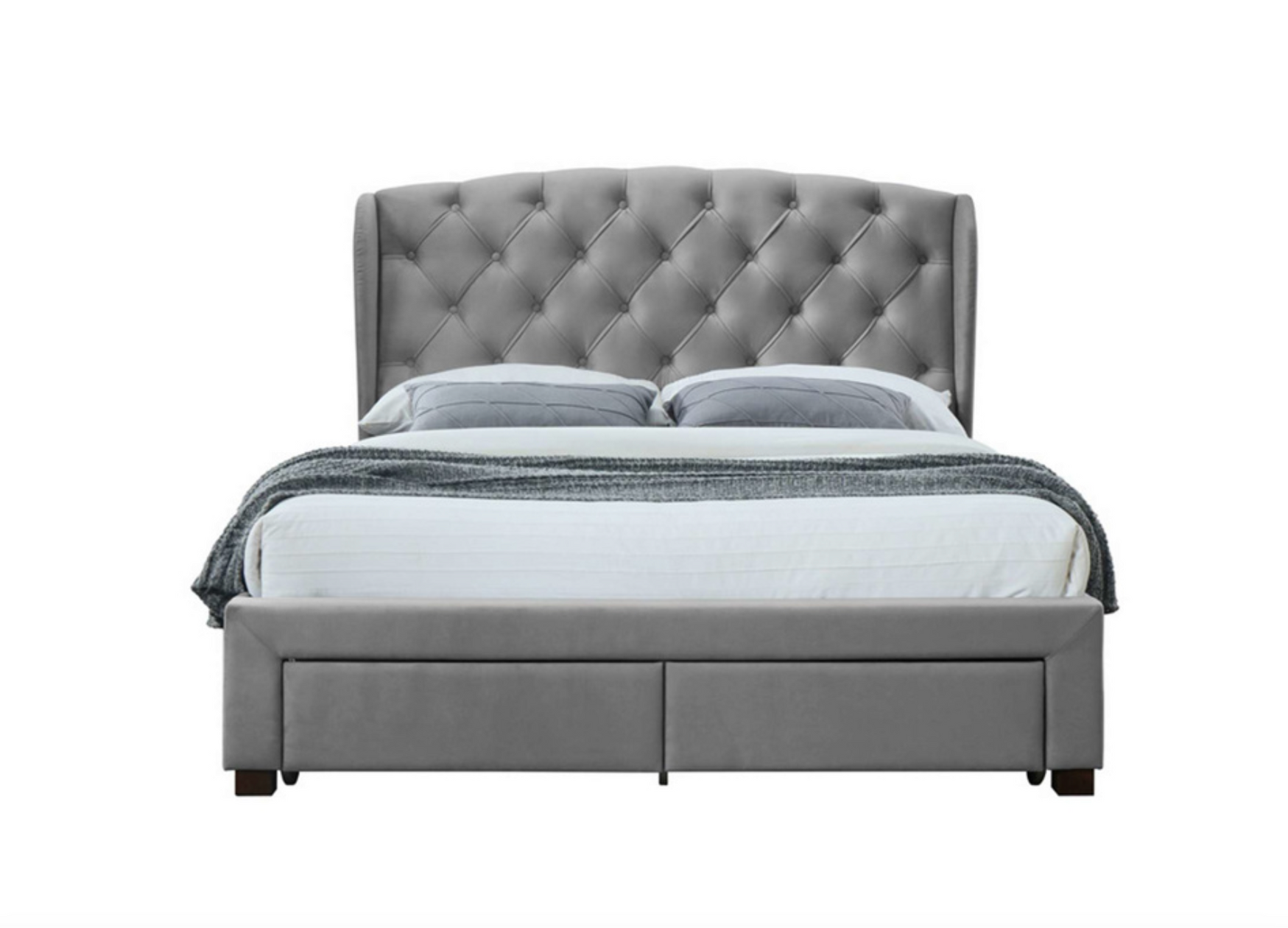 Hope 4 Drawer Grey Velvet Bed Frame — Glasgow Bed Centre